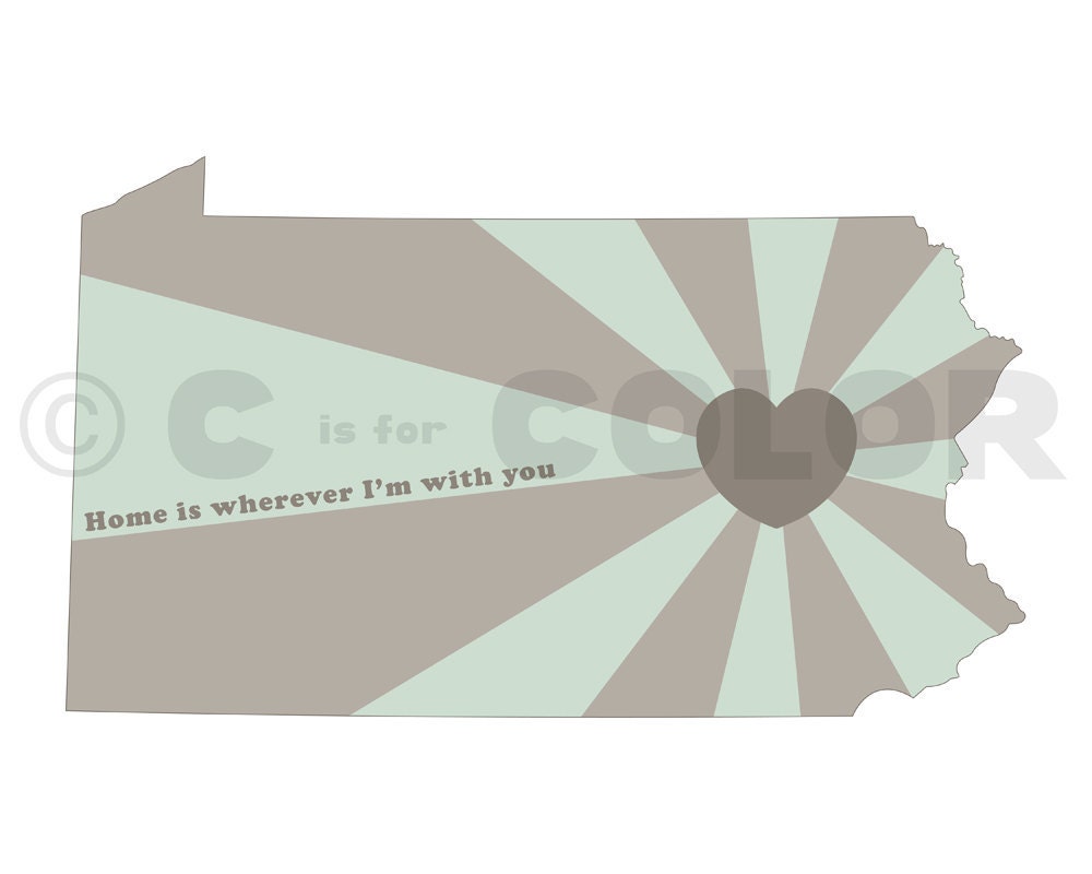State of Love Pennsylvania Art Print Home is Wherever | Etsy