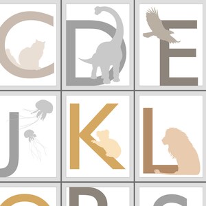 Animal Alphabet, Nursery Art Print - Natural / Neutral Colors ...