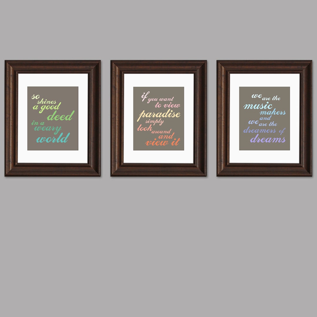 Set of 3 Typography Inspirational Art Prints - Triptych of Willy Wonka ...