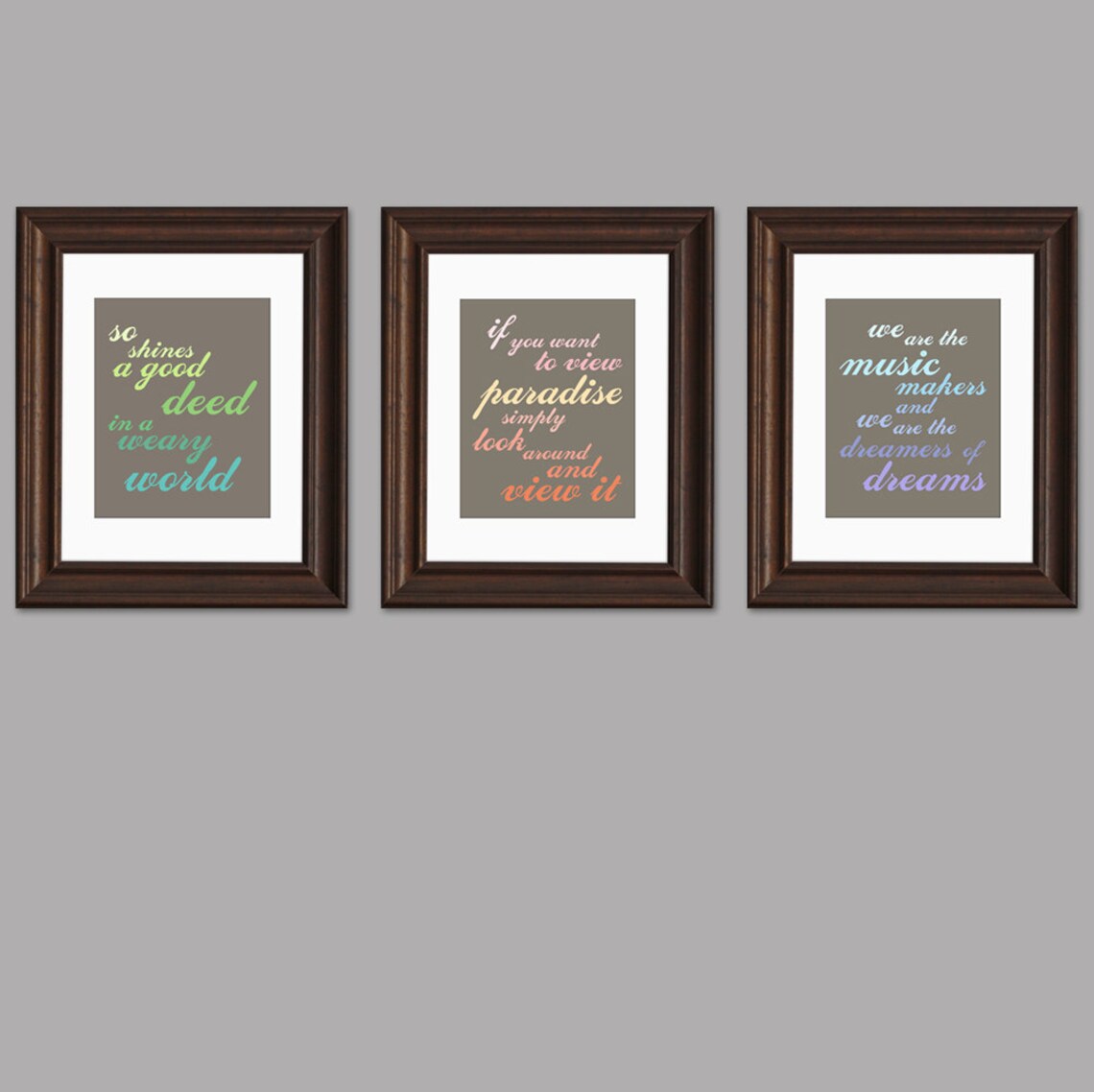 Set of 3 Typography Inspirational Art Prints Triptych of - Etsy