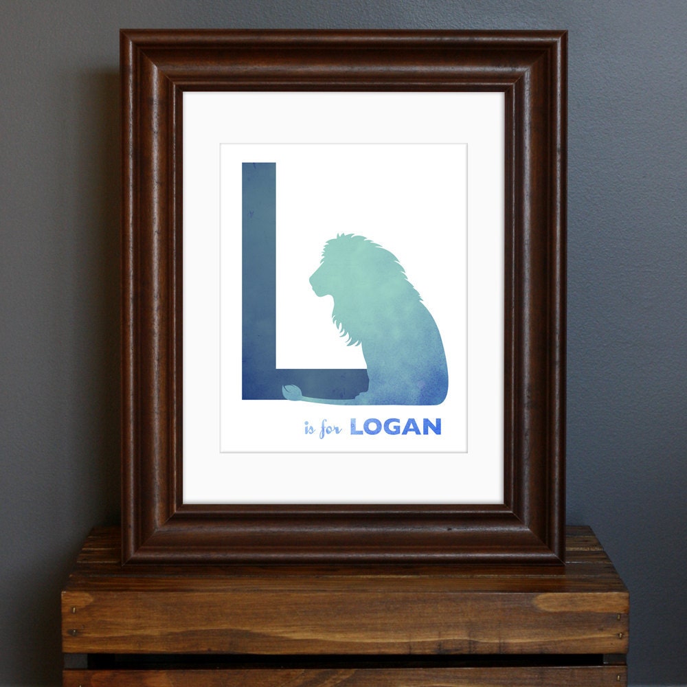 Personalized Child's Name Art Print With Initial and - Etsy