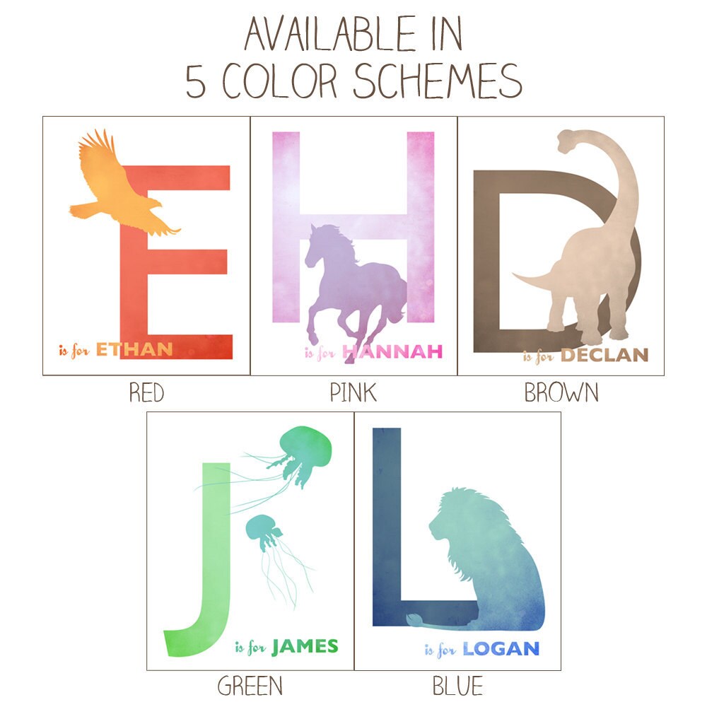 Personalized Child's Name Art Print With Initial and - Etsy