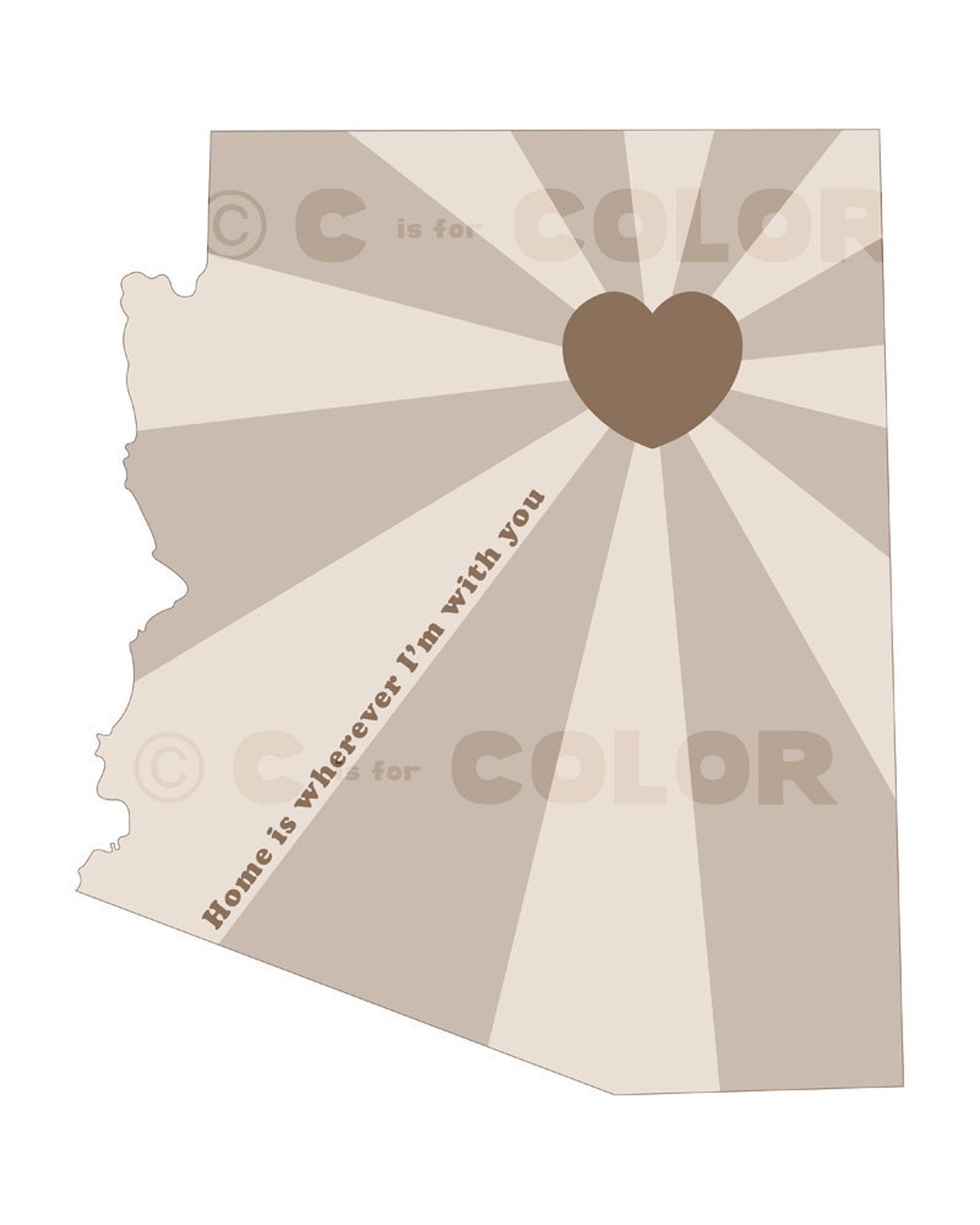 Arizona Art Print State of Love Home is Wherever I'm - Etsy