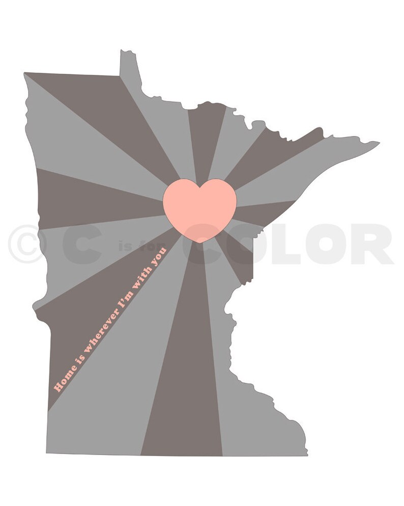 Custom State of Love Minnesota Art Print Home is Wherever - Etsy