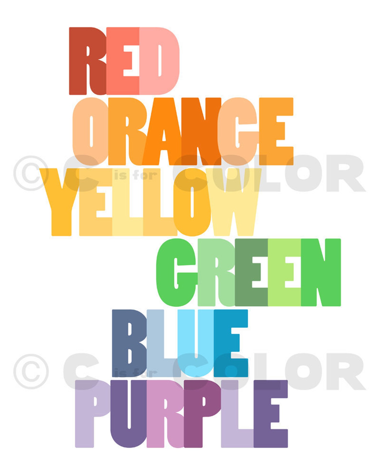 Colors Typography Art Print Educational Print for - Etsy
