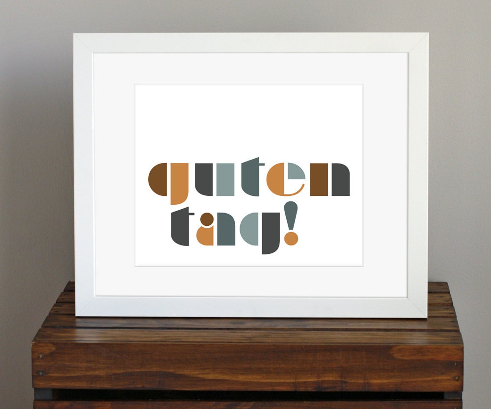 Typographic Art Print - German Greeting, Guten Tag - Manly Guy Gift ...