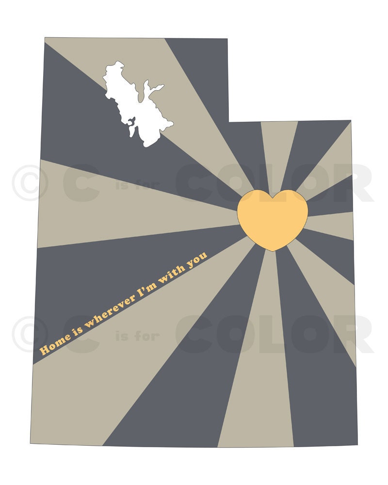 Personalized State of Love Utah Art Print Home is Wherever | Etsy