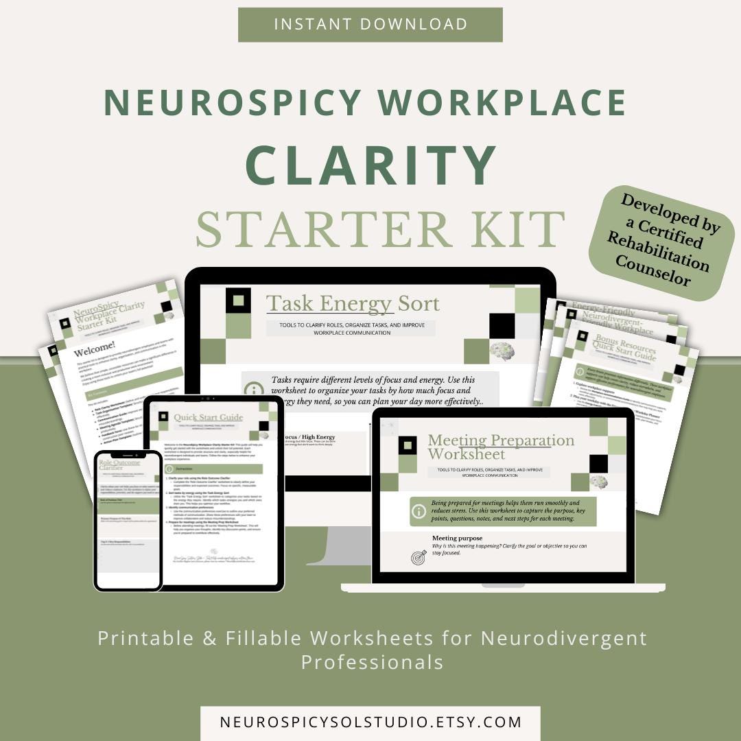 Neurodivergent Workplace Toolkit | ADHD Planner, Executive Function ...