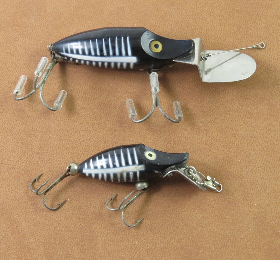 2 Heddon River Runt Lures, Go Deeper and Tiny Runt, Black Shore Pattern ...
