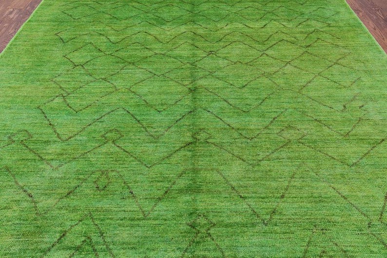 Green Moroccan Rug, Custom Beni Ourain Wool Rug, Handmade Berber Area ...