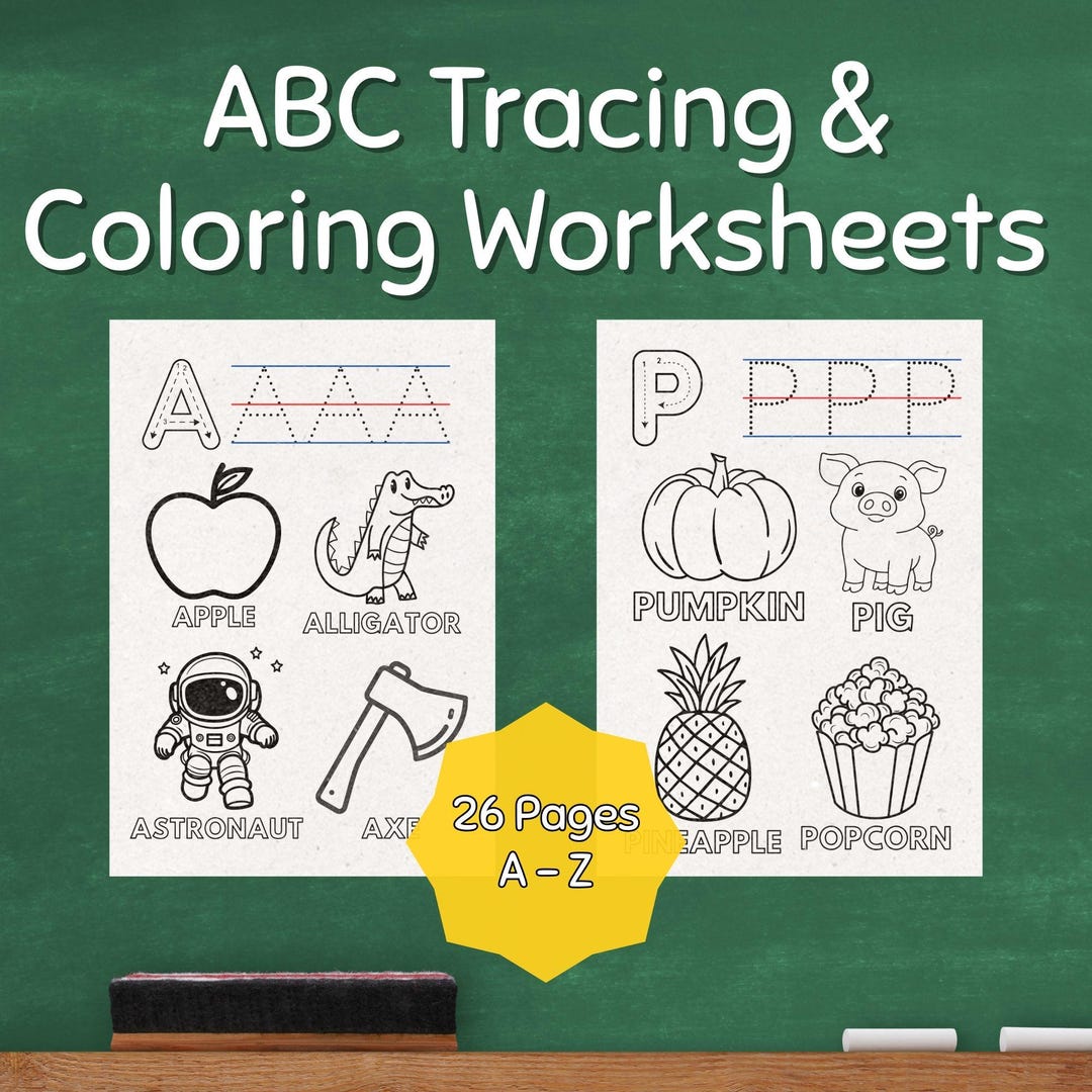 Alphabet Tracing Worksheets | A-Z Coloring Activity Pages (PDF Download ...