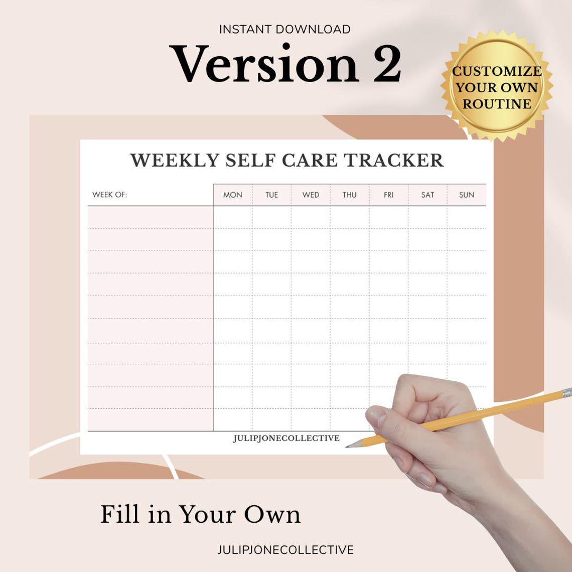 Weekly Self Care Tracker, Daily Routine Planner (printable PDF) - Etsy