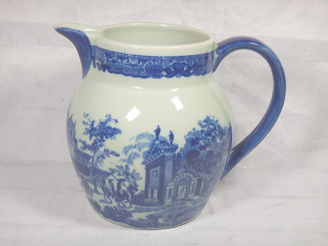 Victoria Ware Ironstone Reproduction Flow Blue Pitcher 7 1/2 High 10 ...