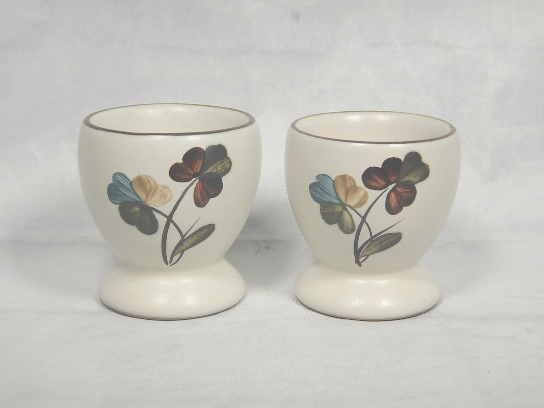 2 Denby Shamrock Stoneware Pedestal Egg Cups Made in England - Etsy
