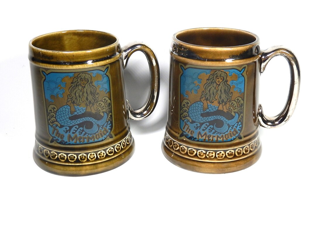 2 the Mermaid Ye Olde Inn Lord Nelson Pottery Steins 16oz Tavern ...