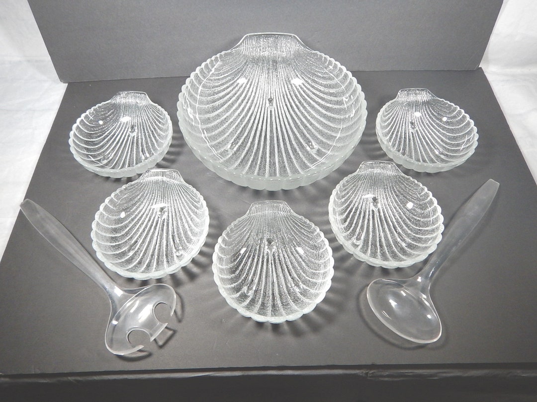 8pc Scallop Clam Shell Seashell Salad Dessert Bowl Set Pebble Texture ...