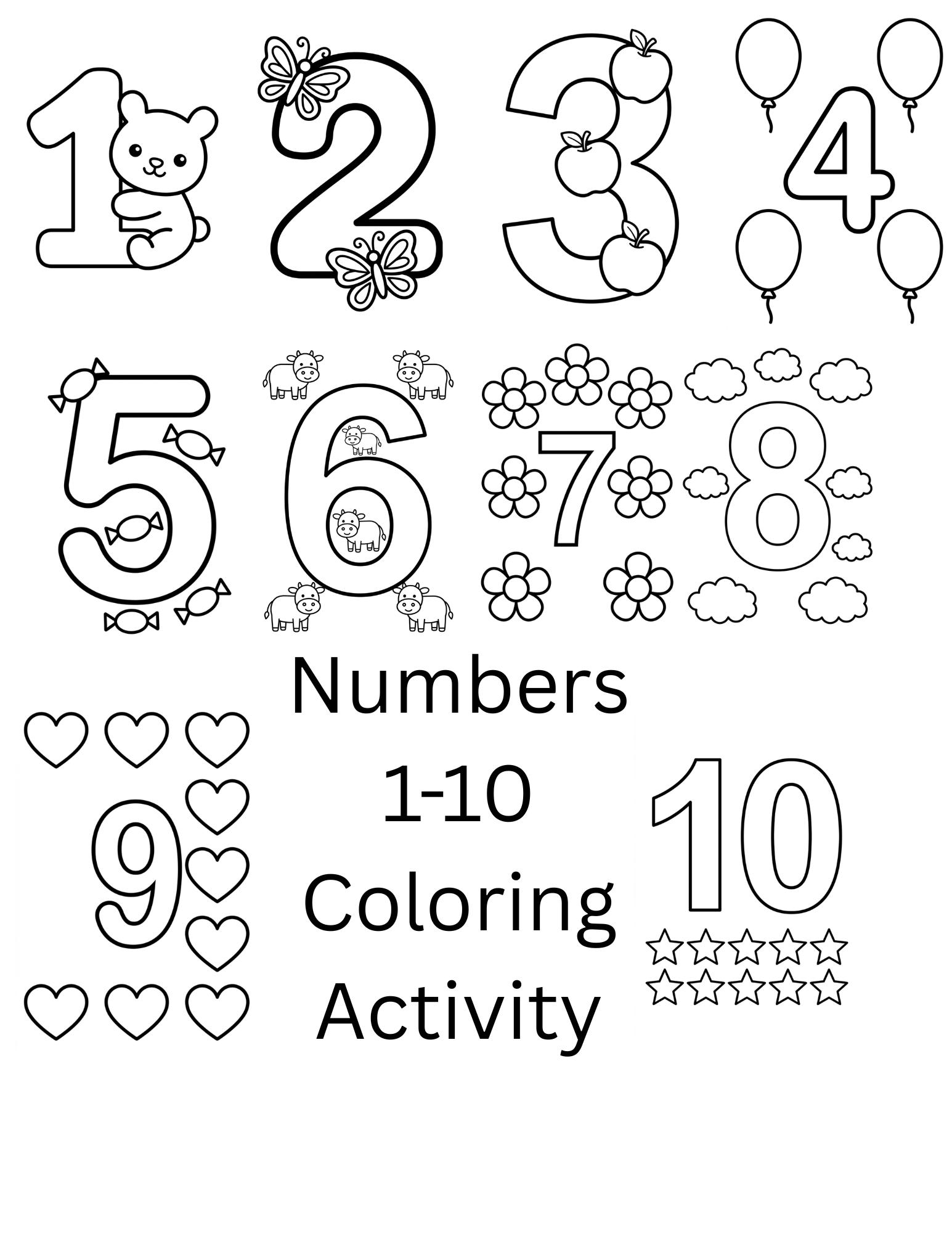Numbers 1–10 Coloring Book Printable | Preschool Counting Activity for ...