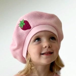 Girl's French Beret, Strawberry Machine Design, NB to 10 Years, CHOOSE ...