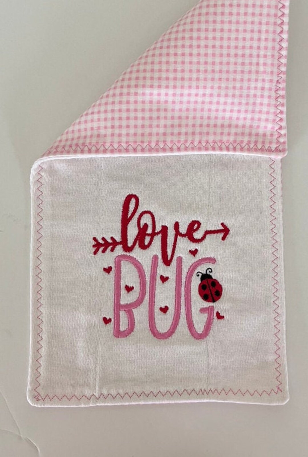 Baby Burp Cloth, Love Bug Machine Embroidery, Absorbent Diaper Burp Pad ...