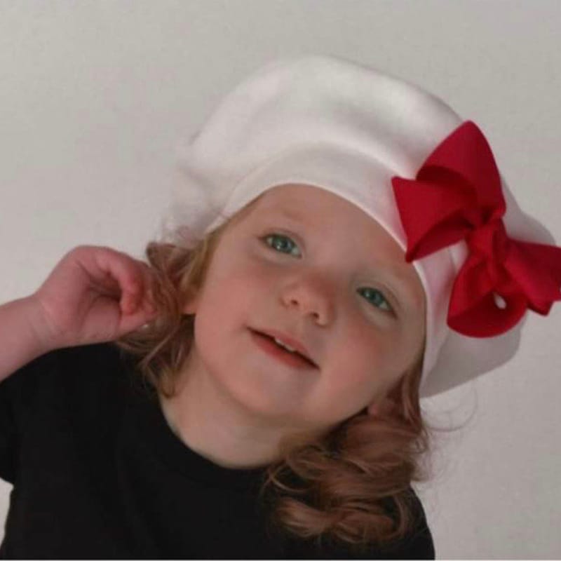 Beret With Bow Brown - Etsy