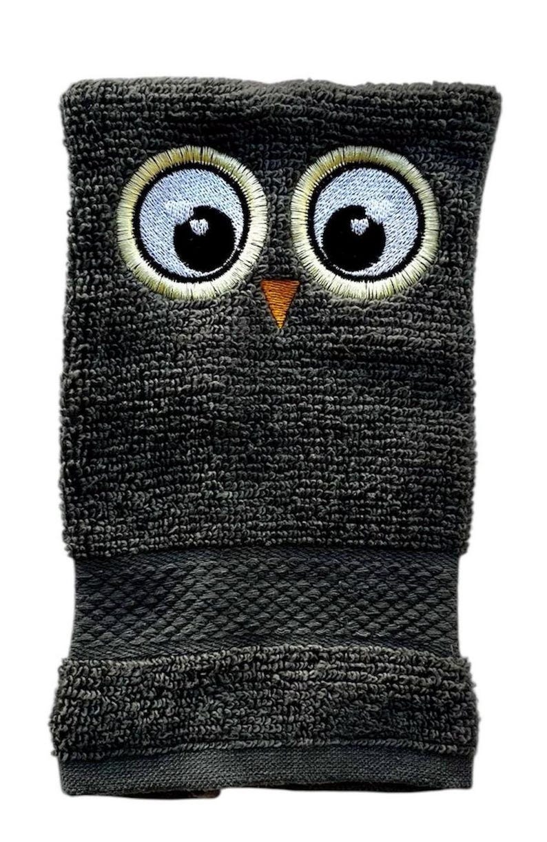 Kids Bathtime Buddy, Owl Washcloth Puppet, Kids Gifts, Gray Washcloth ...