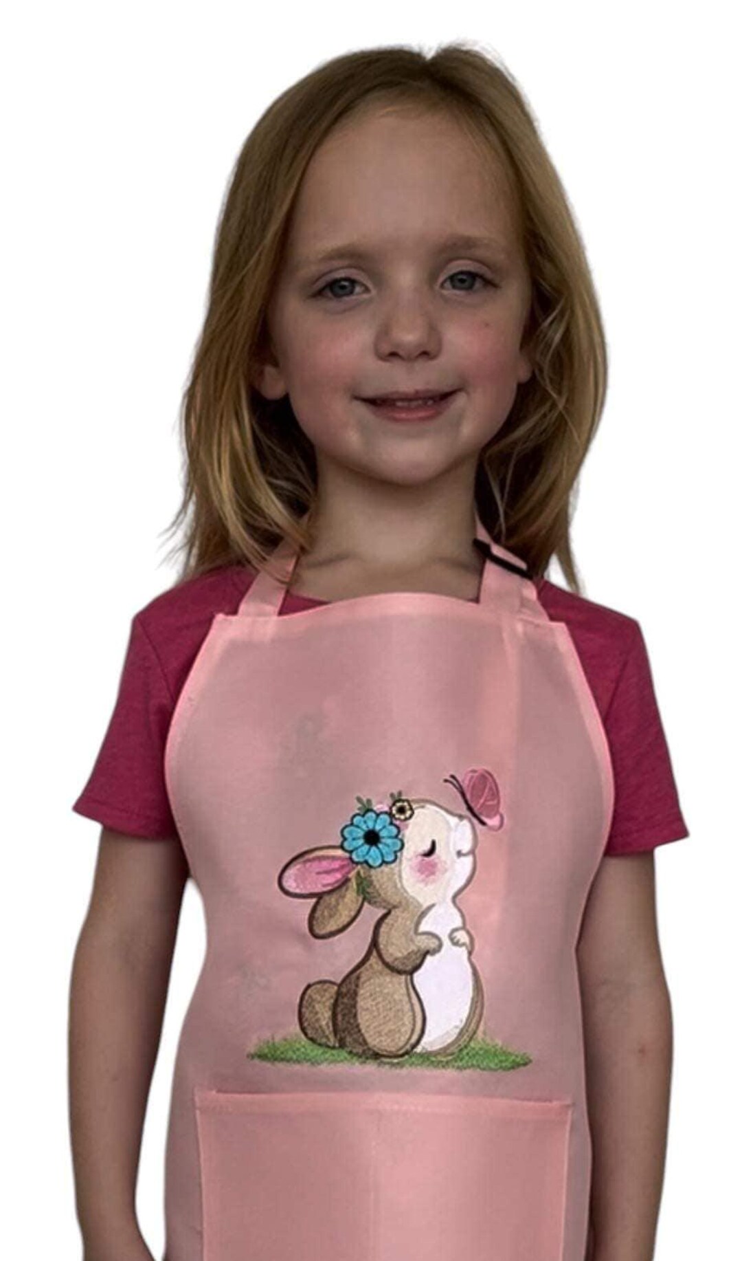 Apron for Girls, Kids Pink Apron, Machine Embroidered Apron, Crafting ...
