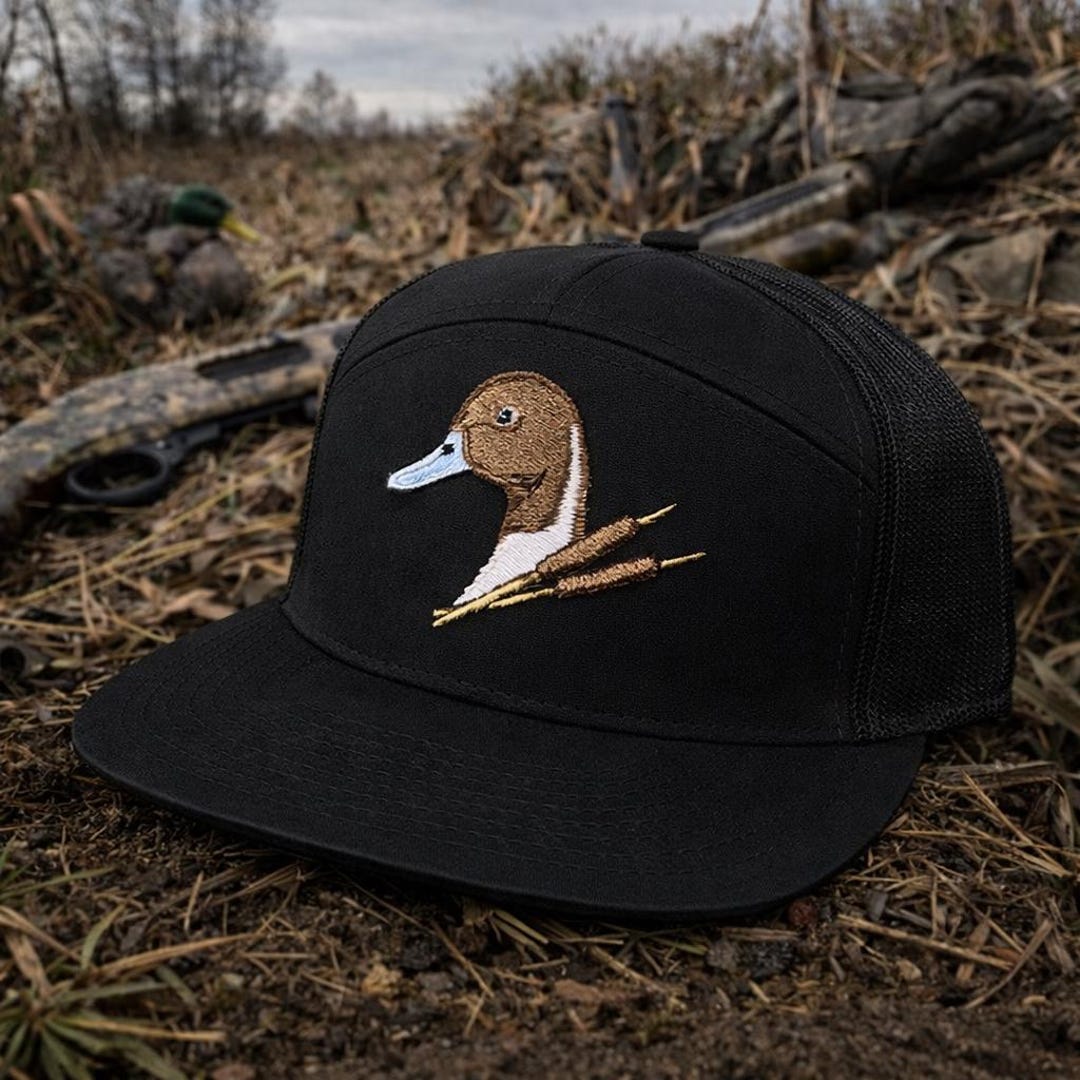 Pintail Duck Embroidered 7 Panel Camo Snapback, Bottomland/ Brackish ...
