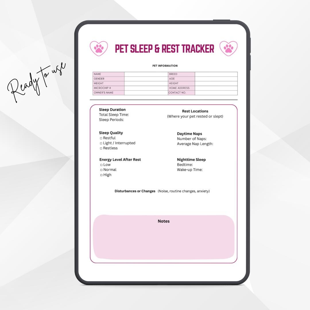 Elite Pet Sleep Success Map Rest Recovery Tracker PDF PNG High ...