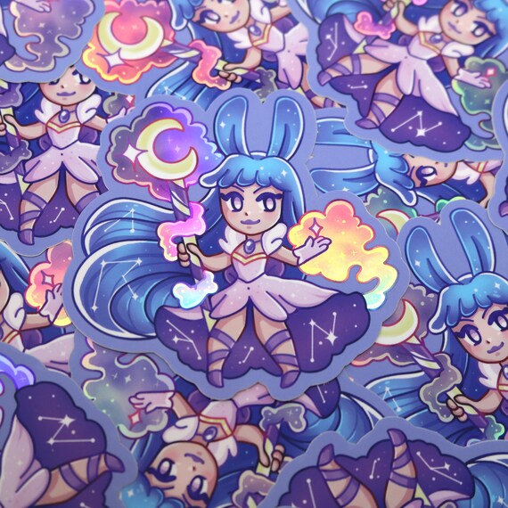 Bunny Mage Critter Party Dnd Magical Girl Holographic Vinyl - Etsy