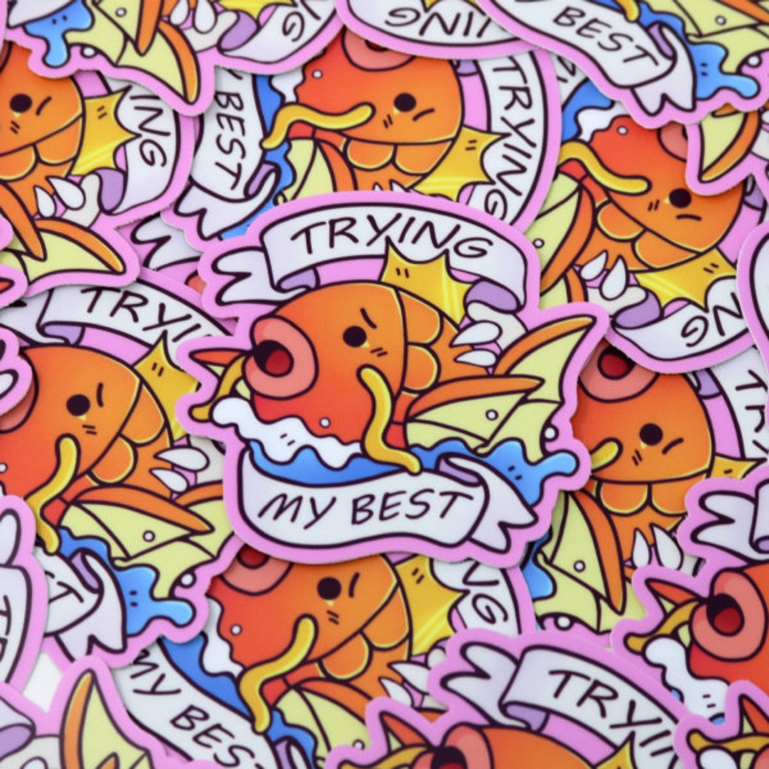 Magikarp Trying My Best Fanart Waterproof Vinyl Sticker - Etsy