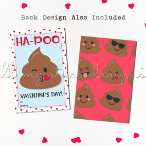 PRINTABLE Cute Poop Emoji Valentine Cards - Set of 6 | Kid's Classroom ...