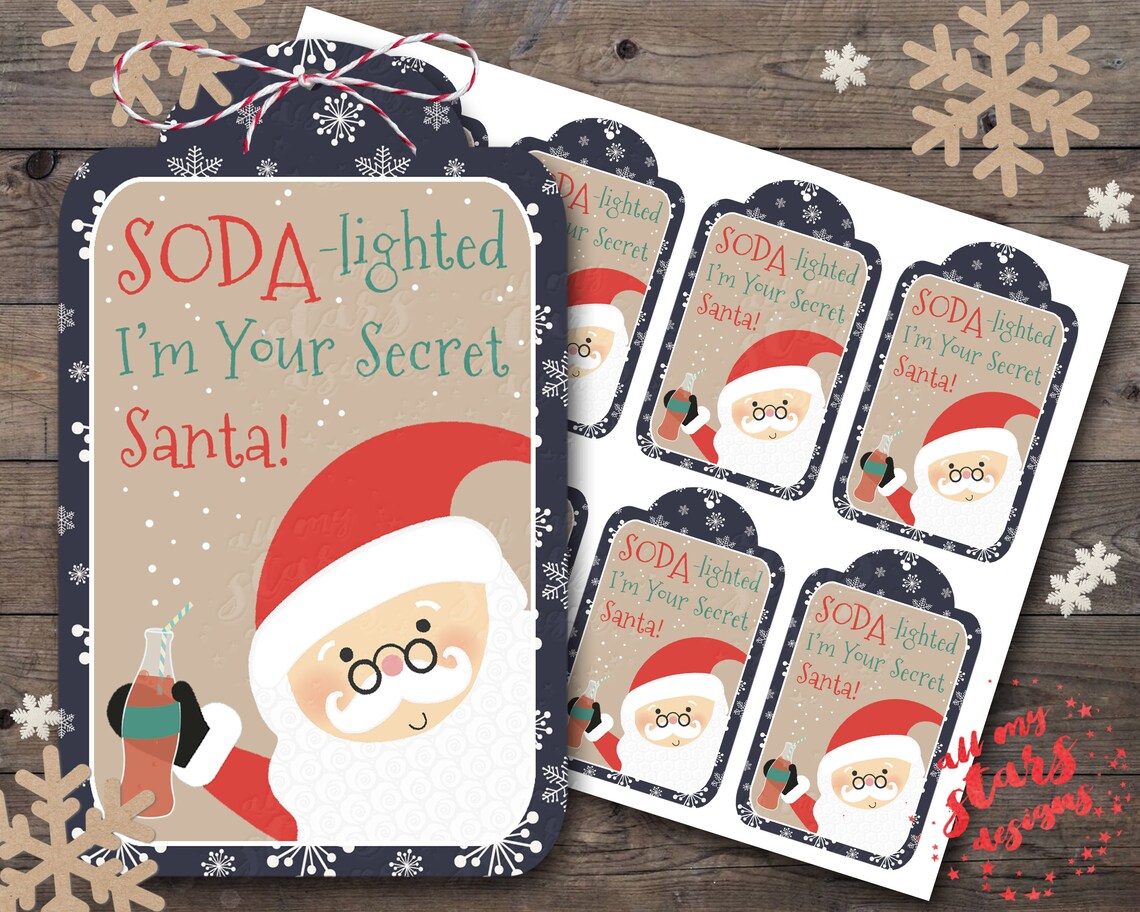 Soda-lighted I'm Your Secret Santa Soft Drink Tag - Etsy