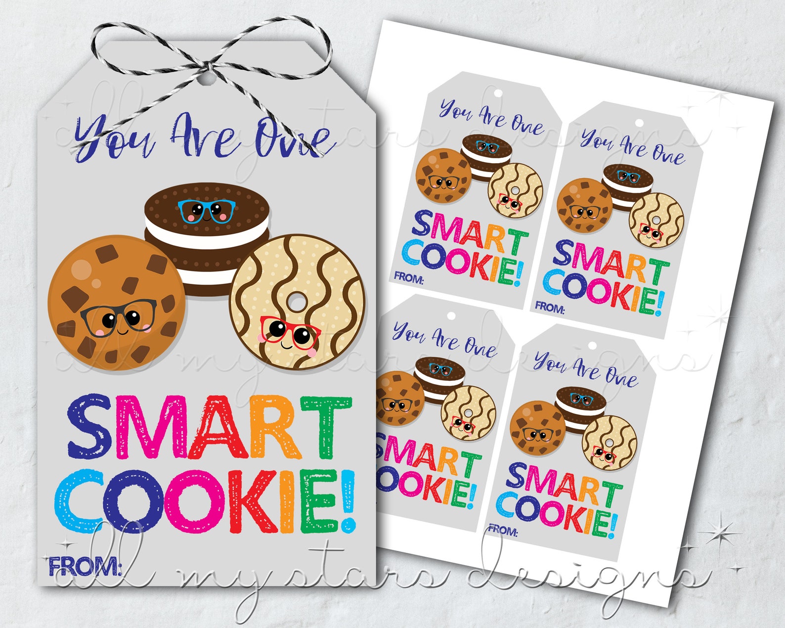 PRINTABLE You Are One Smart Cookie Tag Instant Download - Etsy