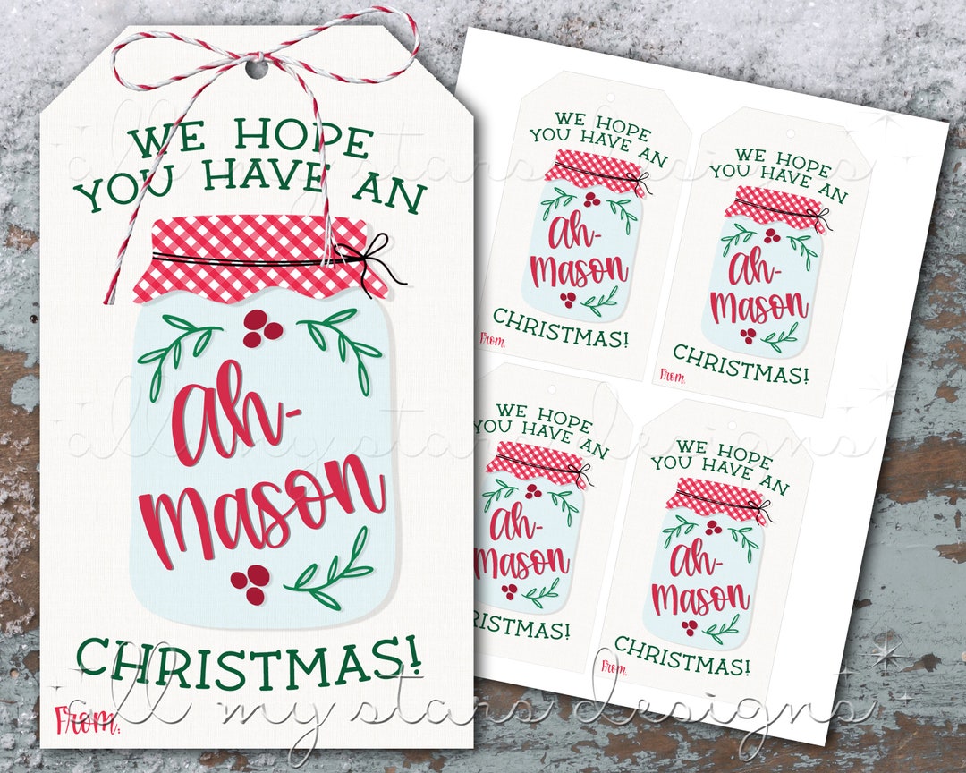 PRINTABLE We Hope You Have an AH-MASON Christmas! Gift Tag | Instant ...
