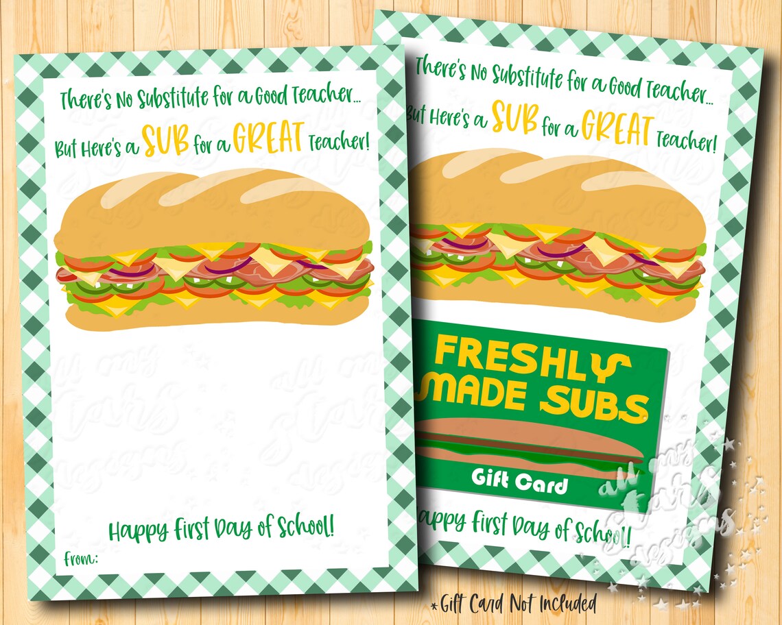 PRINTABLE Here's a SUB for a GREAT Teacher Happy First - Etsy
