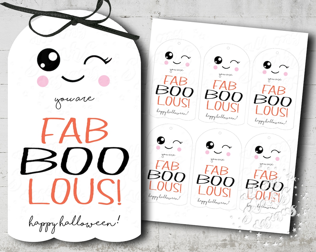 PRINTABLE You Are Fab-boo-lous Happy Halloween Cute Ghost - Etsy