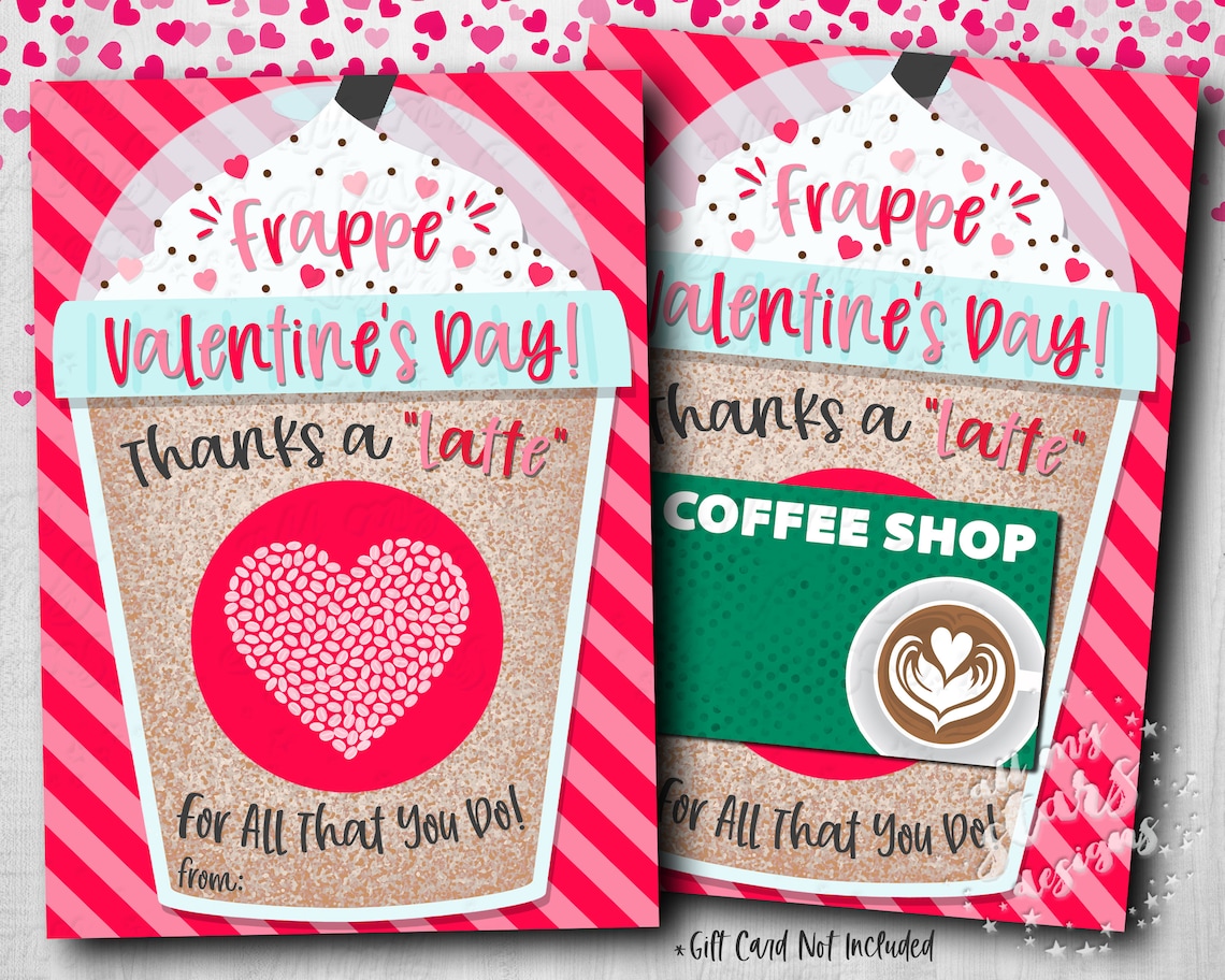 PRINTABLE Frappé Valentine's Day Thanks a Latte for All - Etsy