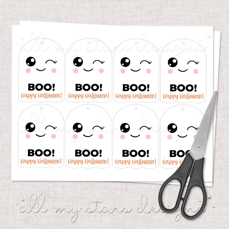 PRINTABLE - BOO! Happy Halloween! Cute Ghost Gift Tag | Instant ...