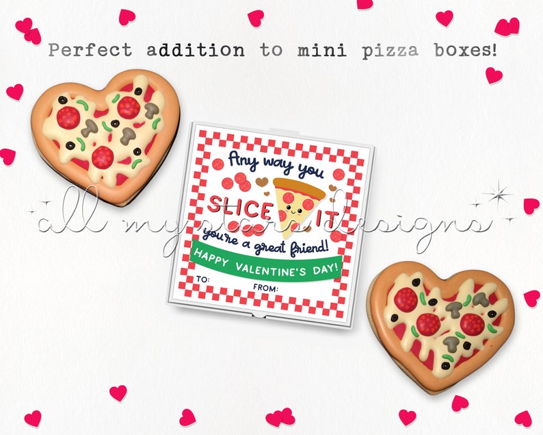 PRINTABLE Cute Pizza Valentine Cards - Set of 4 | Instant Download ...