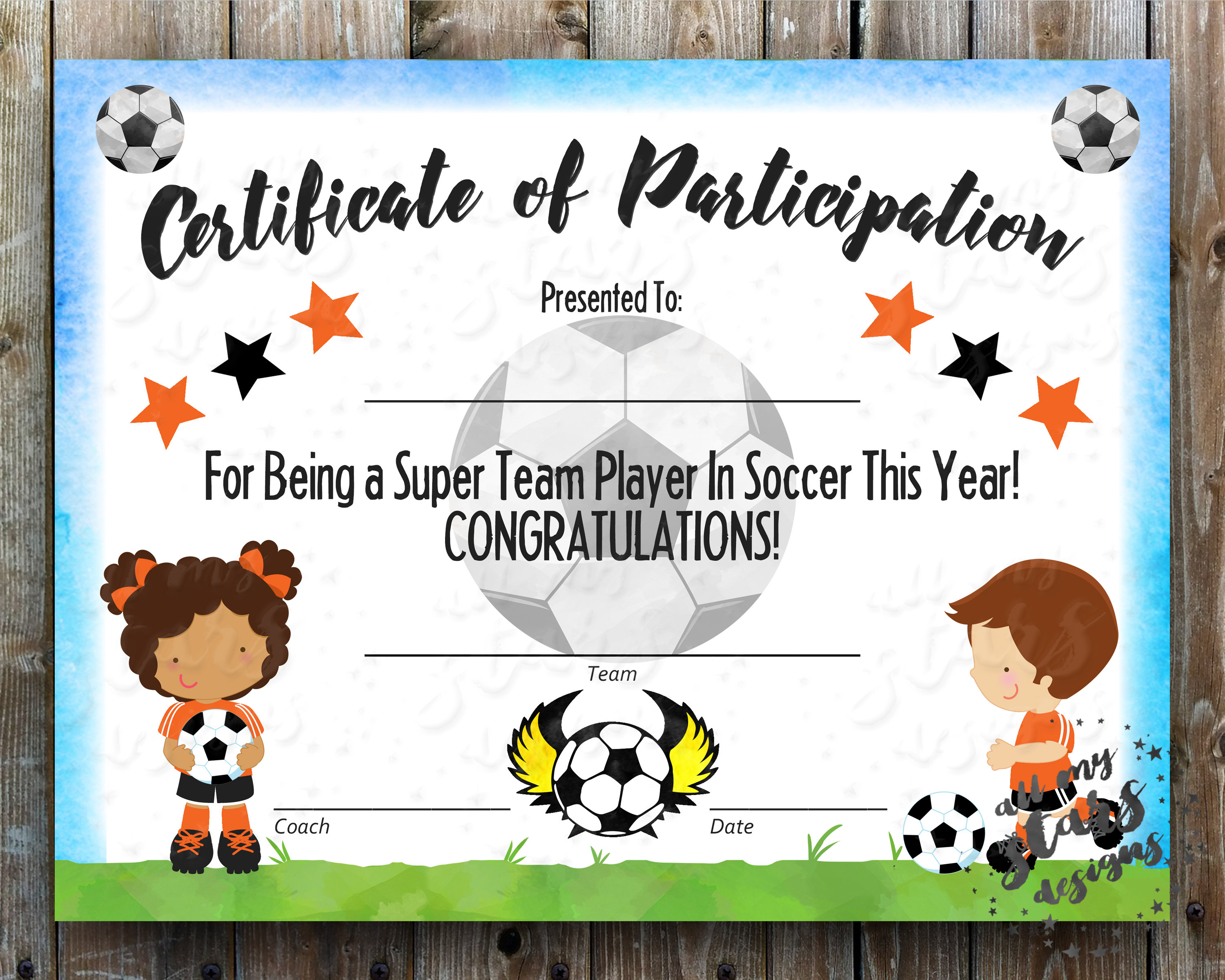 Participation Certificate For Kids