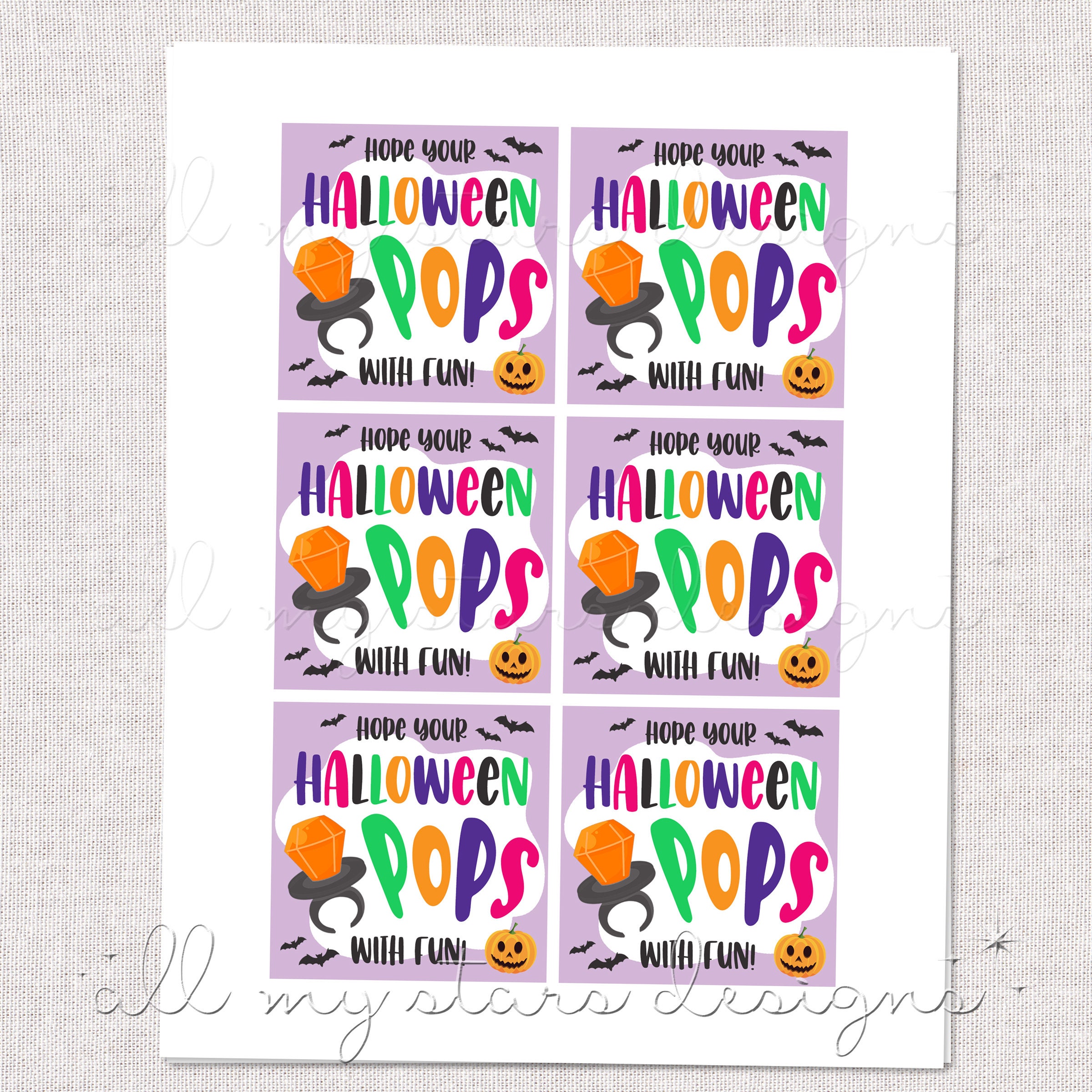 PRINTABLE Hope Your Halloween POPS With Fun! Ring Pop Tag | Instant ...
