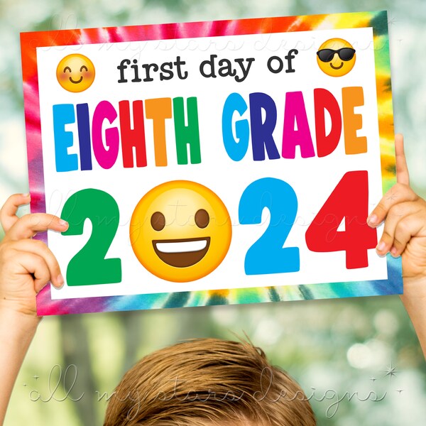 Printable First Day of Eighth Grade 2024 Emoji Photo Sign - Etsy