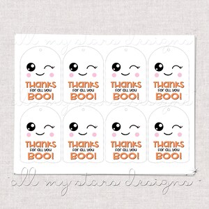 PRINTABLE Thanks for All You BOO! Cute Ghost Gift Tag | Instant ...