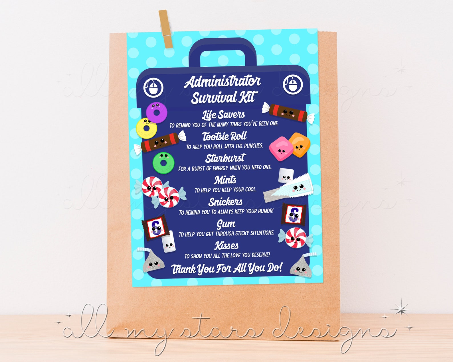 PRINTABLE Administrator Survival Kit Tag | Instant Download | Educators ...