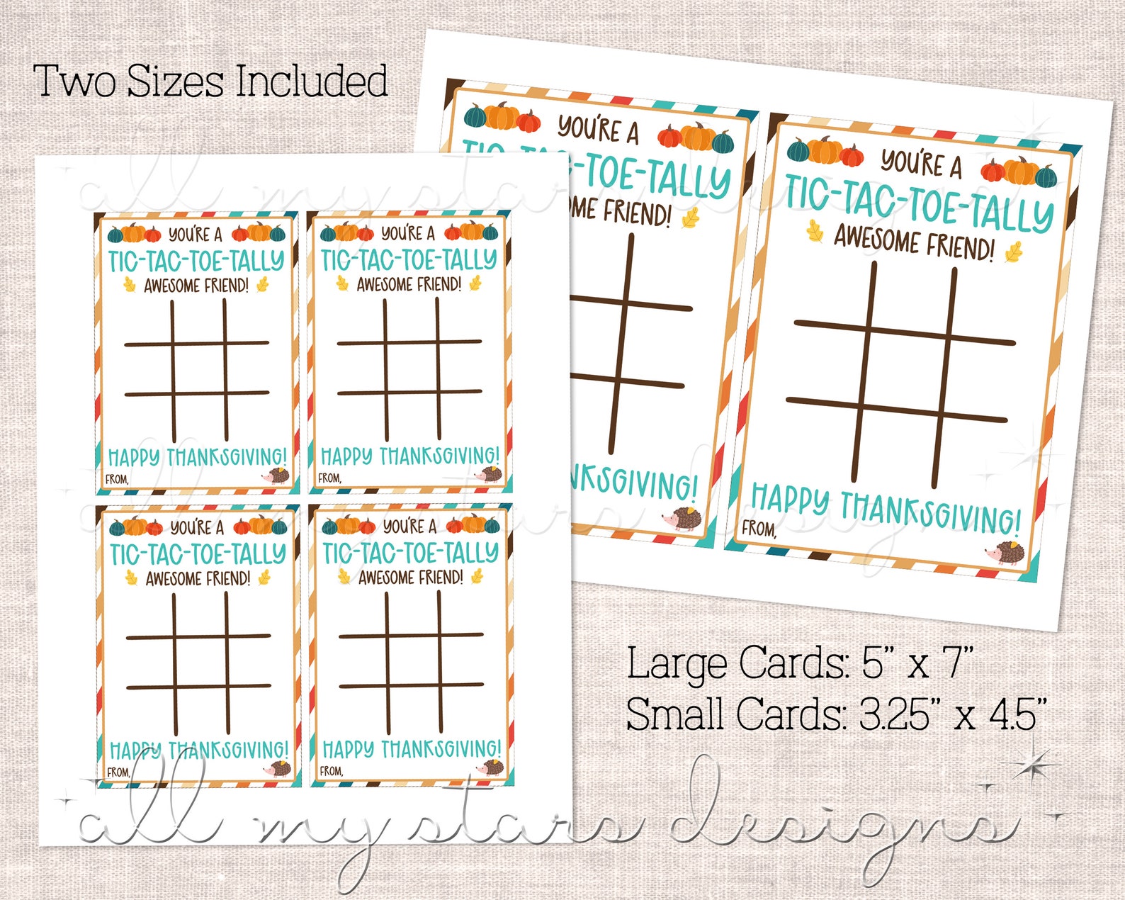 PRINTABLE You're a Tic-tac-toe-tally Awesome Friend! Happy Thanksgiving ...