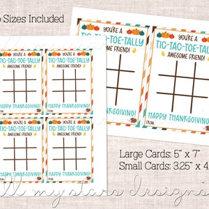 PRINTABLE You're a Tic-tac-toe-tally Awesome Friend! Happy Thanksgiving ...