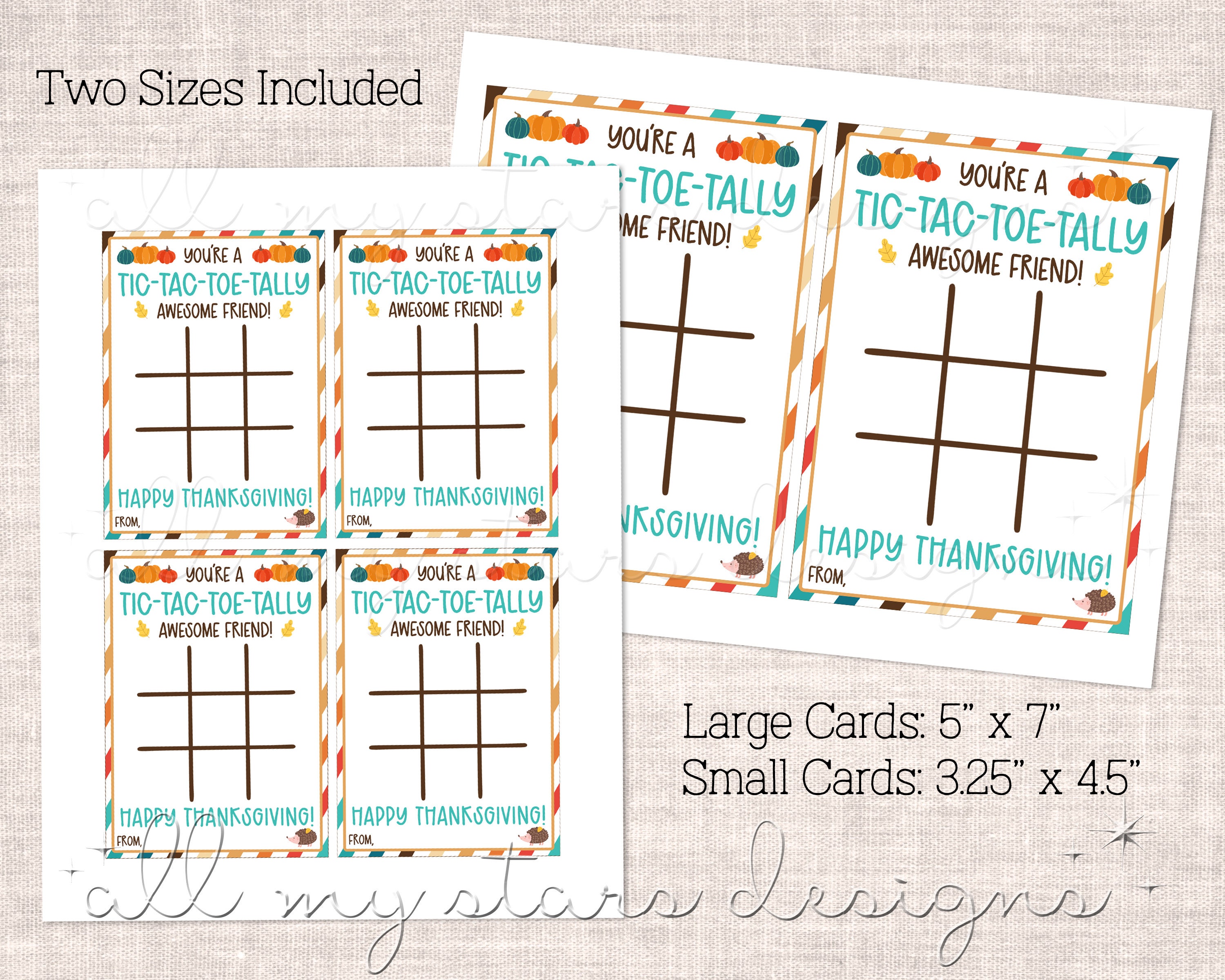 PRINTABLE You're a Tic-tac-toe-tally Awesome Friend! Happy Thanksgiving ...