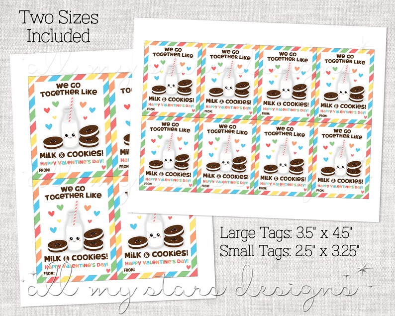 PRINTABLE We Go Together Like Milk & Cookies! Happy Valentine's Day ...