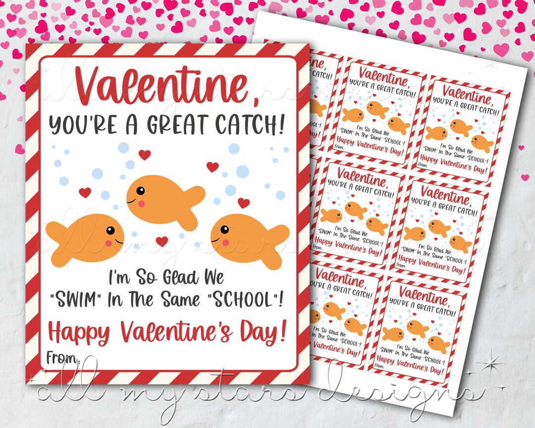 PRINTABLE Valentine, You're a Great Catch! I'm so Glad We SWIM in the ...