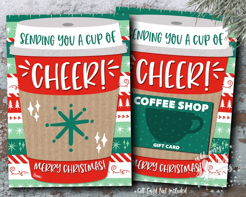 PRINTABLE Sending You a Cup of Cheer! Merry Christmas! Coffee Gift Card ...